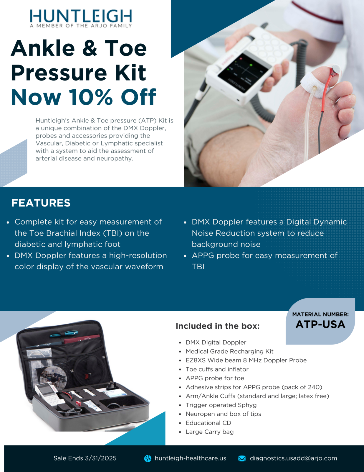 Dopplex® ATP Kit Ankle & Toe Pressure Kit - Huntleigh Healthcare - US