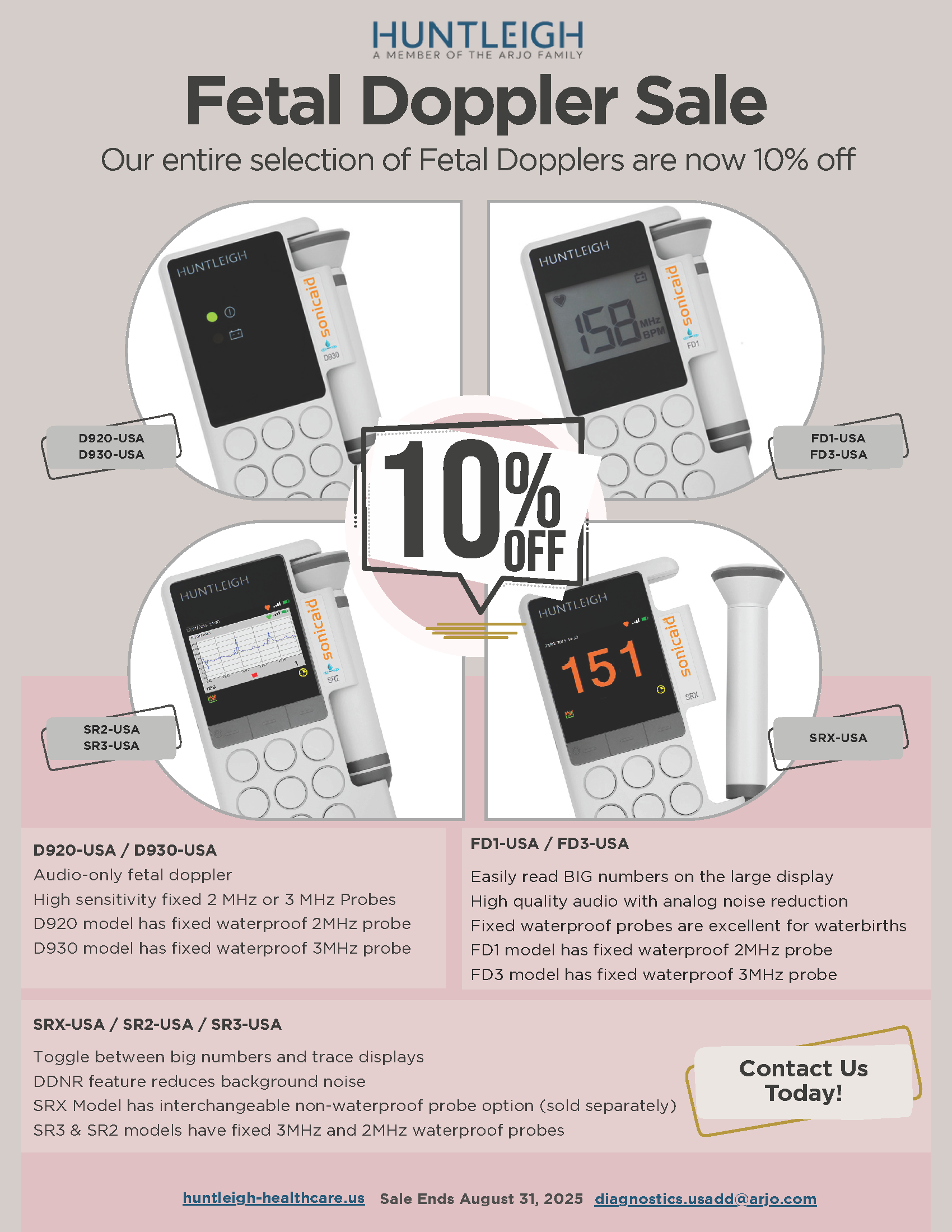 Sonicaid D920 & D930 Fetal Doppler - Huntleigh Healthcare - US